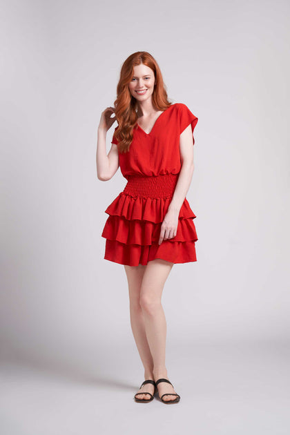 Simply Red Isabella Smocked Waist Mini Dress – Caldwell Collection