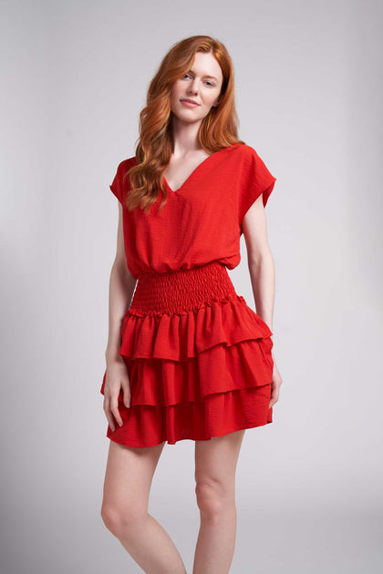 Simply Red Isabella Smocked Waist Mini Dress – Caldwell Collection